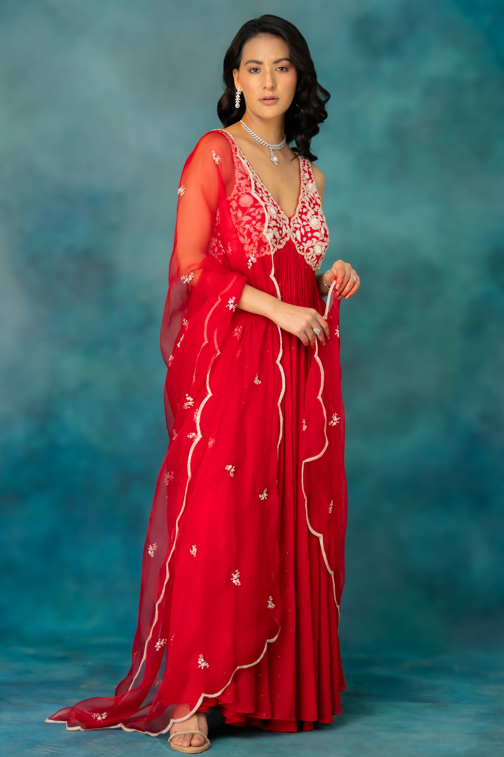 Buy Red Adena Anarkali Online | Summer by Priyanka Gupta – Summer By ...