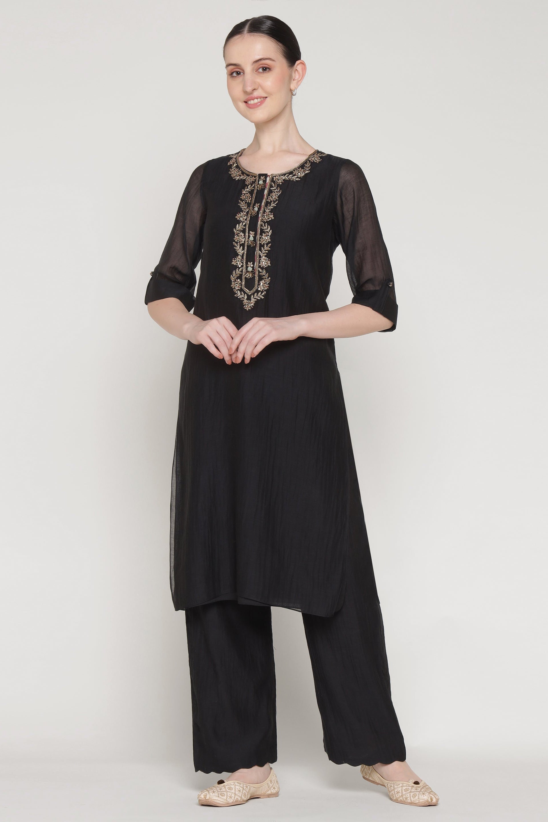 Buy Black Gul Sadaf Coord Set | Hand Embroidered Festive Wear – Summer ...