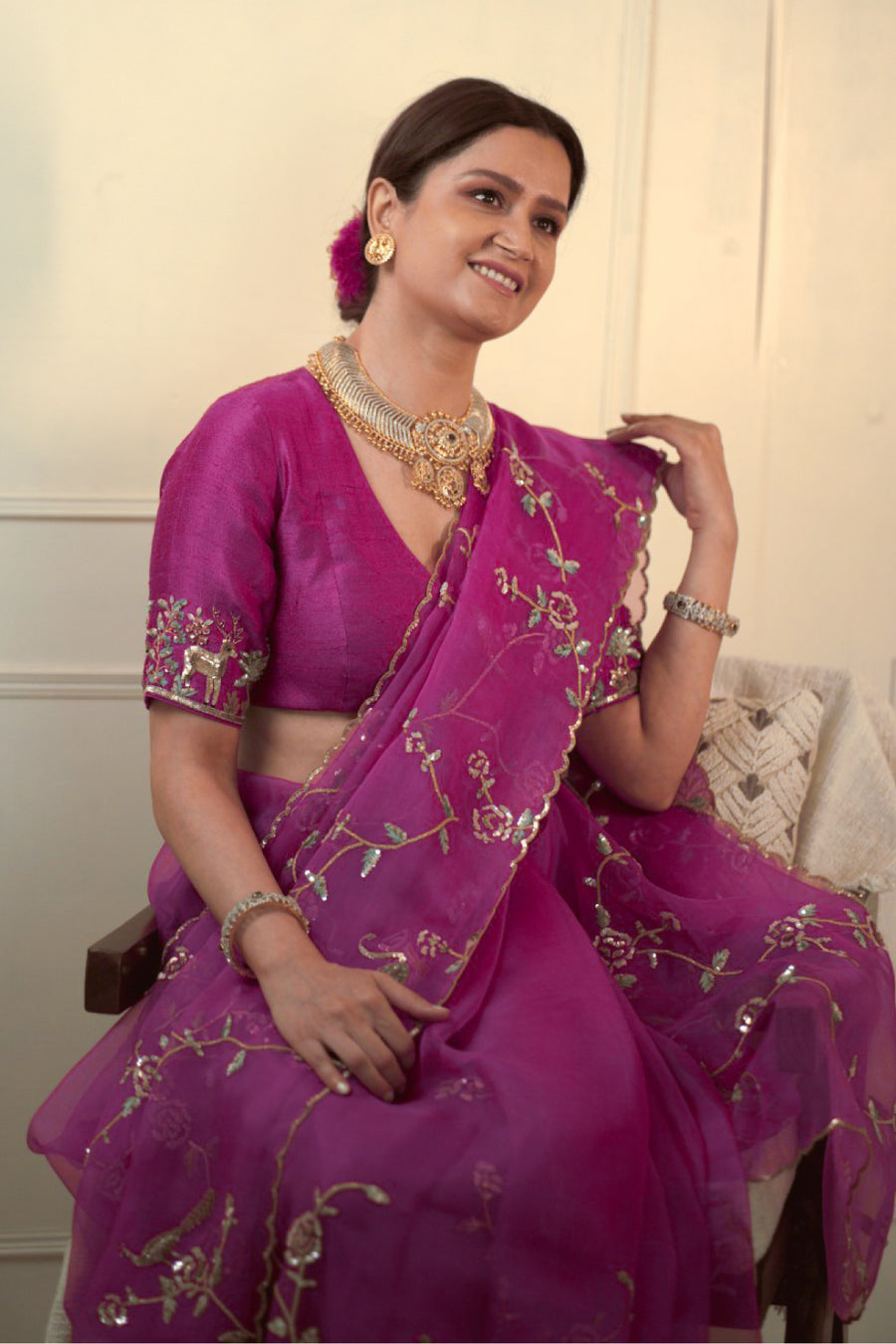 Buy Jamun Rose Garden Jungle Walk Silk Saree – Summer By Priyanka Gupta