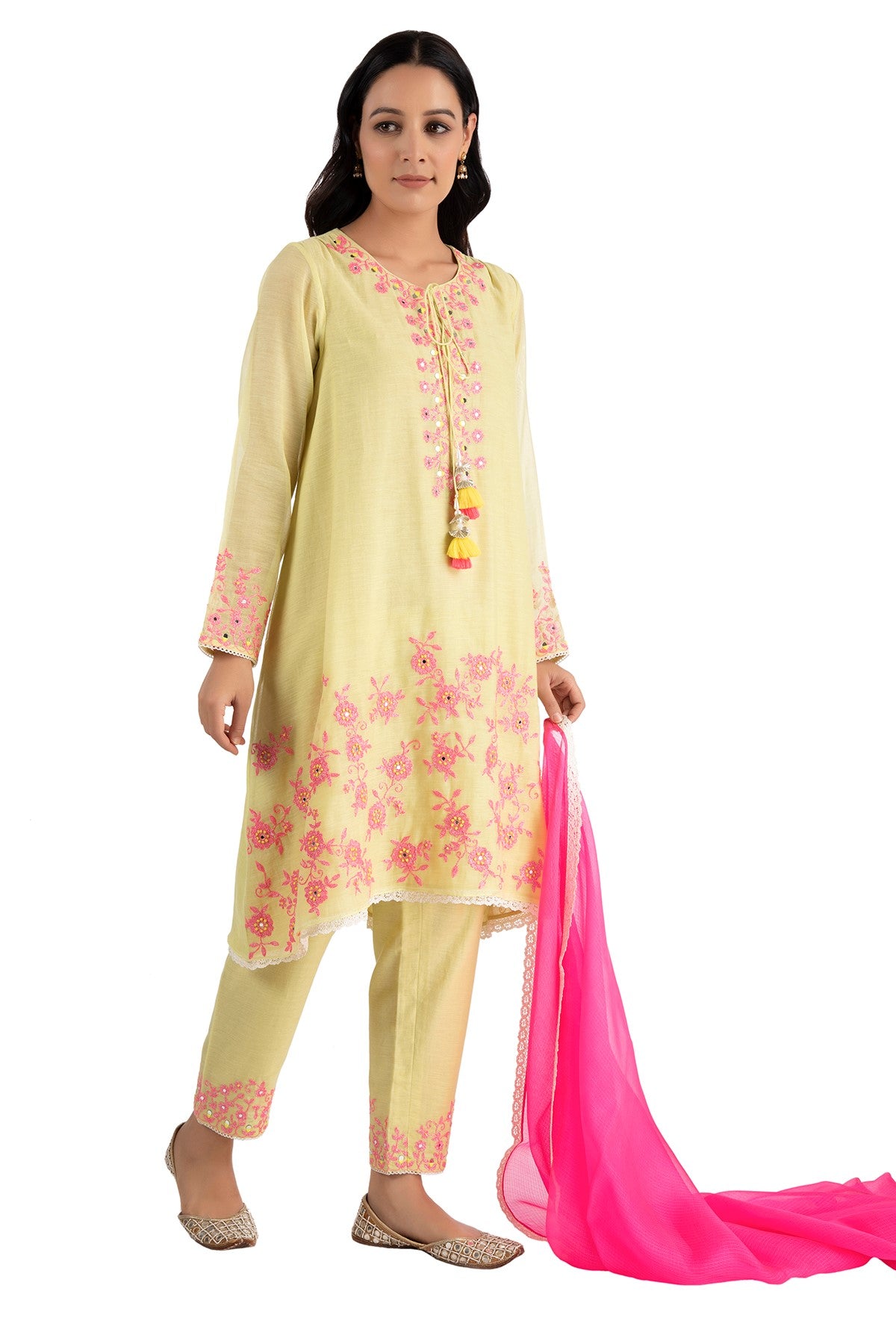 Lime Dori Pop Kurta Set for Women – Summer By Priyanka Gupta